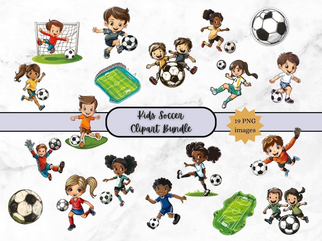 Kids Soccer Clipart Bundle: 19 PNG Images (digital Download) - Etsy UK