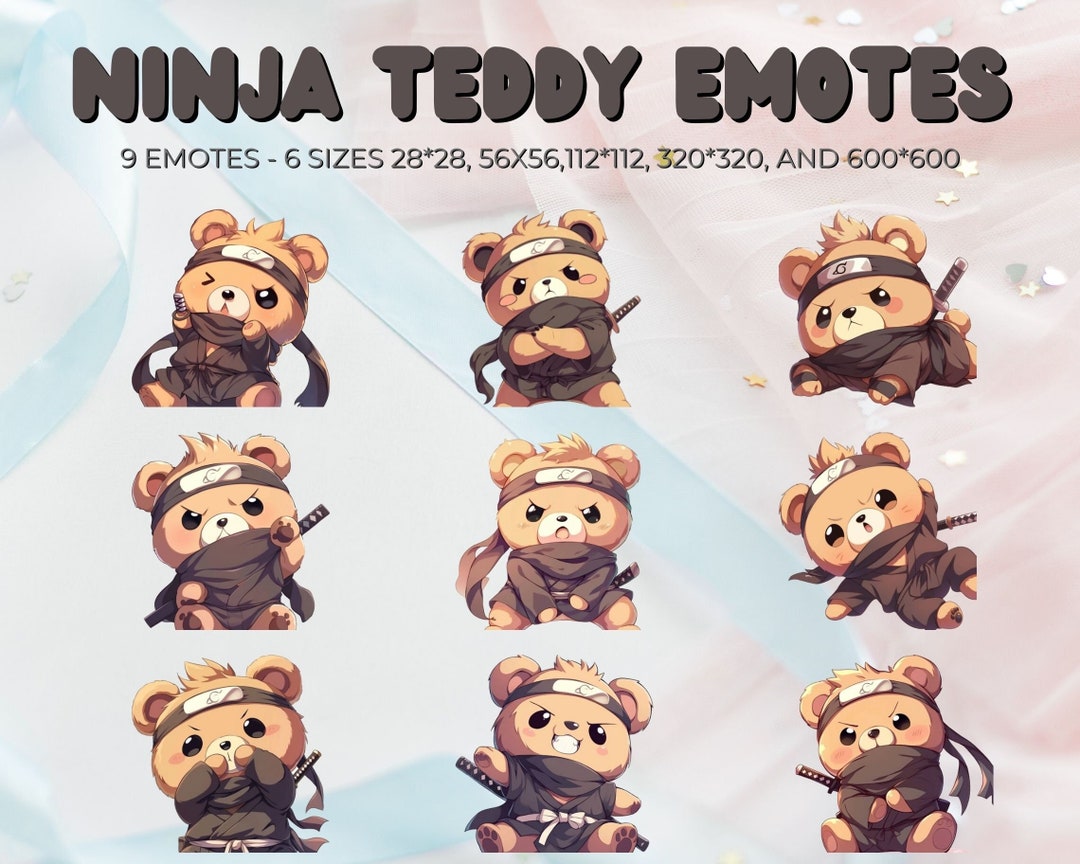 Ninja Teddy Bear Emote Pack, Streaming Platform Twitch Discord Youtube ...