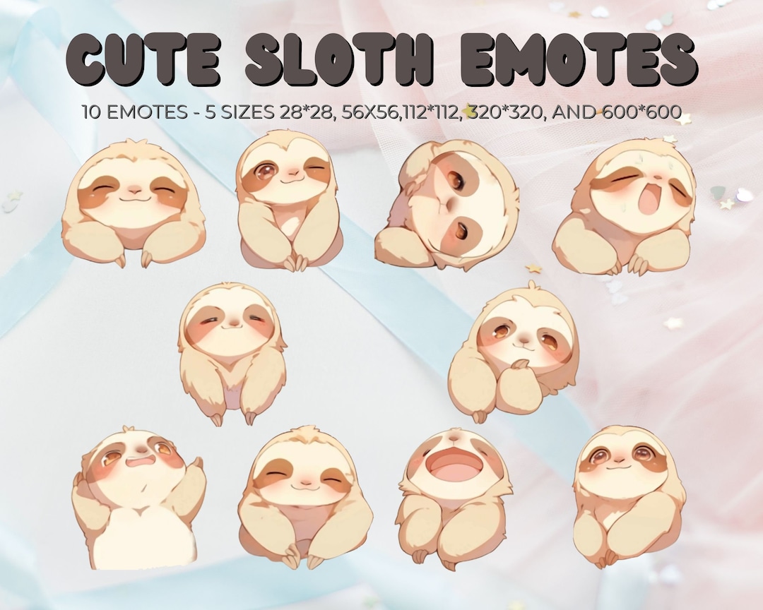 Cute Sloth Emote Pack, Streaming Platform Twitch Discord Youtube, Lazy ...
