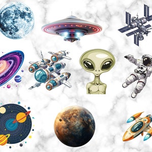 31 Space Themed Clip Art Bundle, Alien Planets Astronaut Galaxy and ...