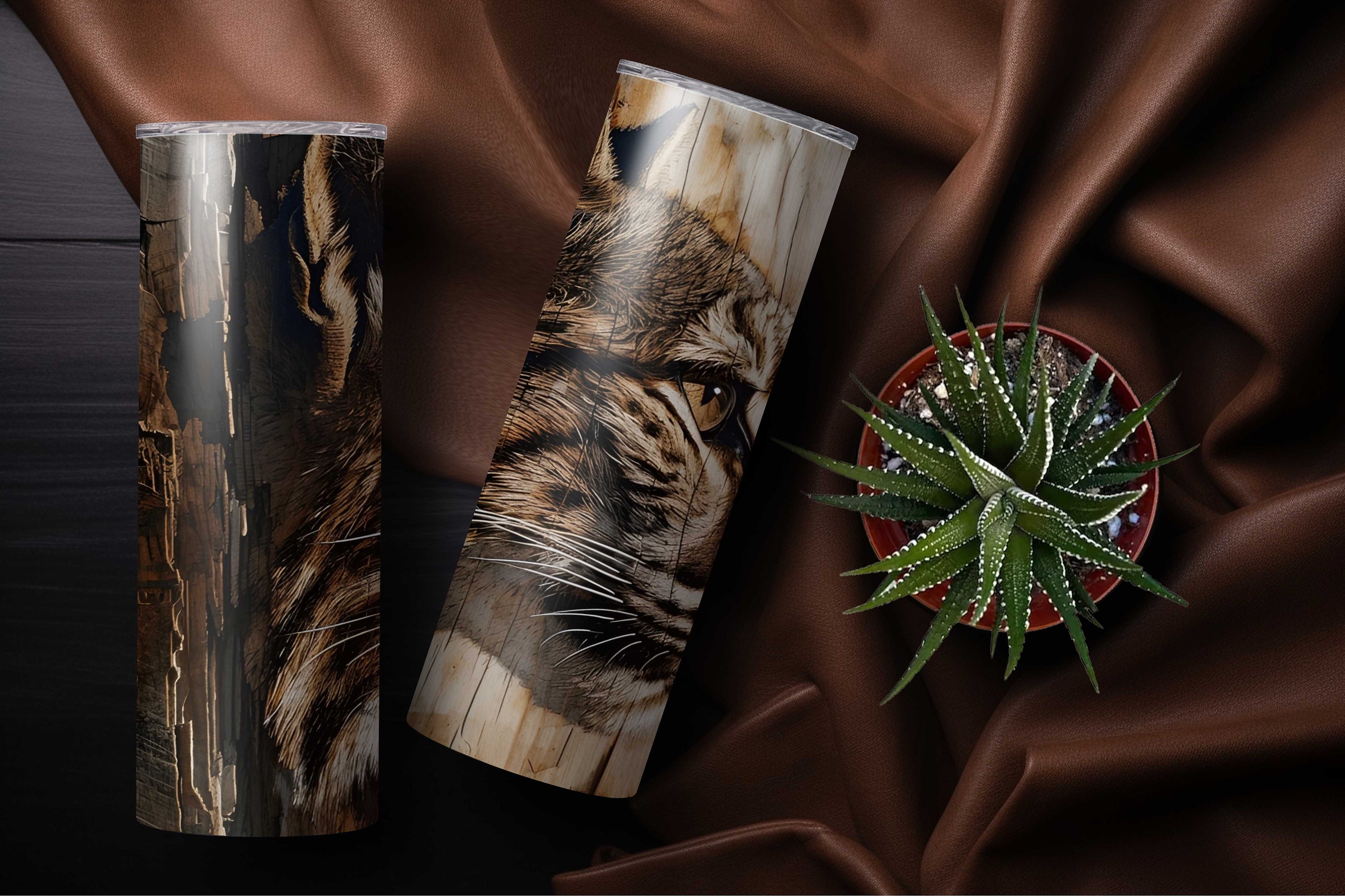 Wooden Bobcat Tumbler Wrap, 20oz Skinny Tumbler Sublimation Digital ...