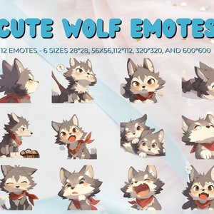 Cute Wolf Emote Pack, Streaming Platform Twitch Discord Youtube, Anime ...