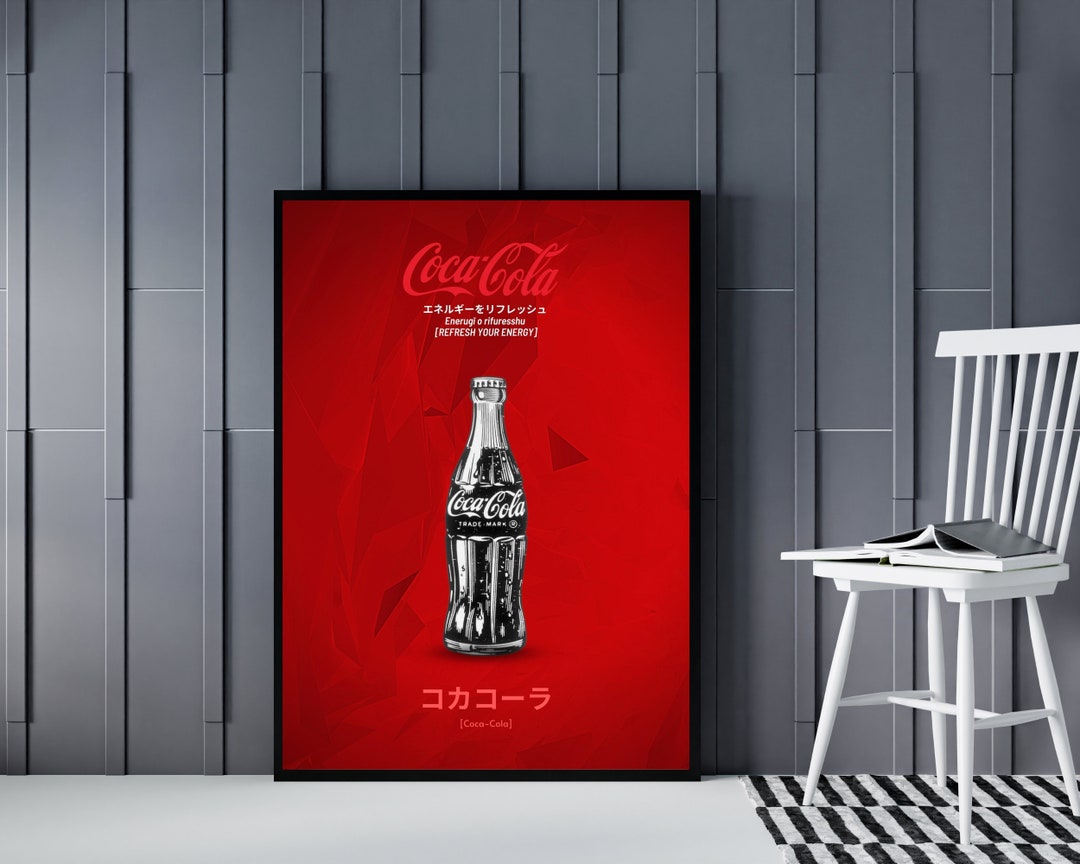 Japanese Pop Art Coca-cola Bottle Poster Abstract Red Background Unique ...