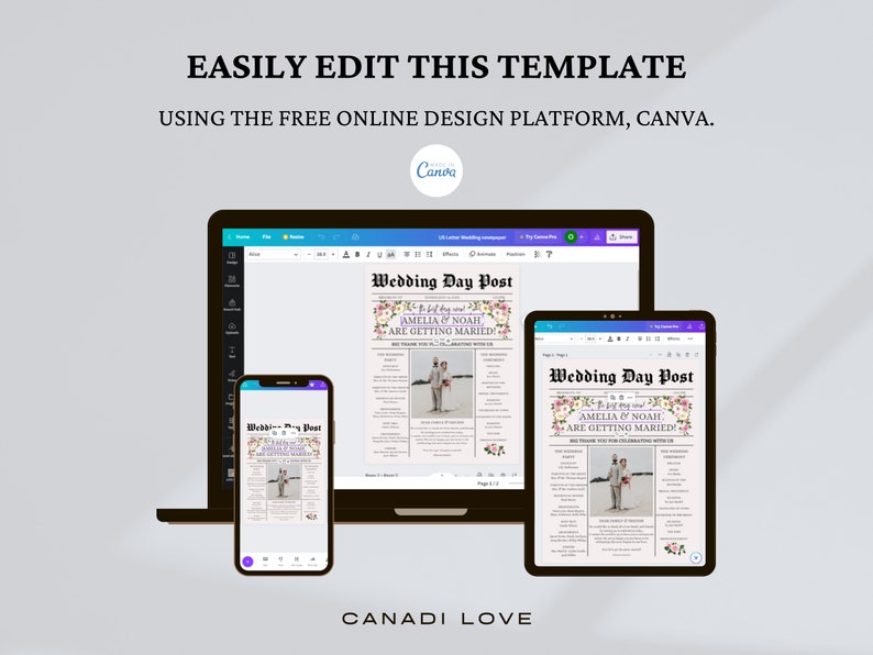 Printable Wedding Newspaper Template Rustic Wedding Fan - Etsy