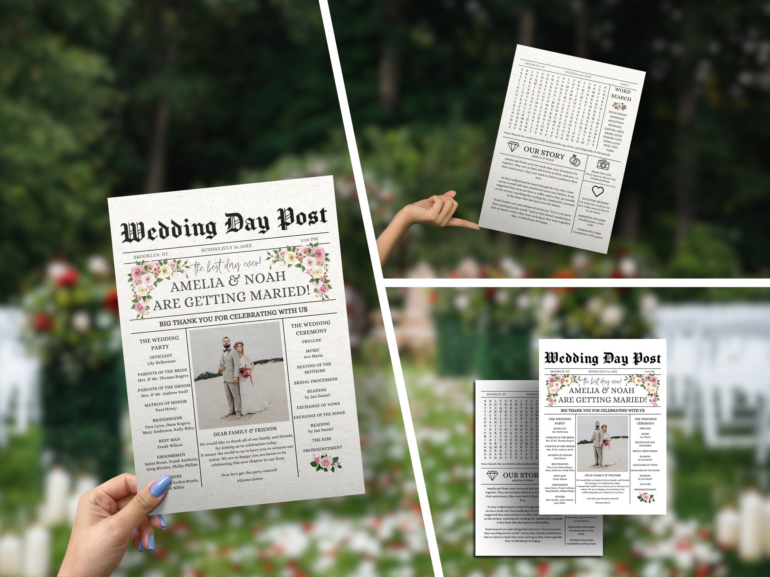 Printable Wedding Newspaper Template Rustic Wedding Fan - Etsy