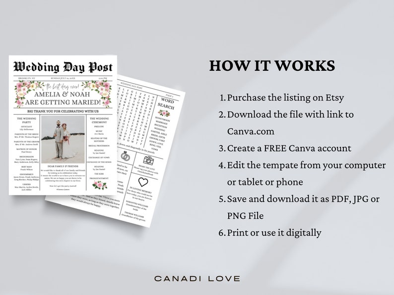 Printable Wedding Newspaper Template Rustic Wedding Fan - Etsy