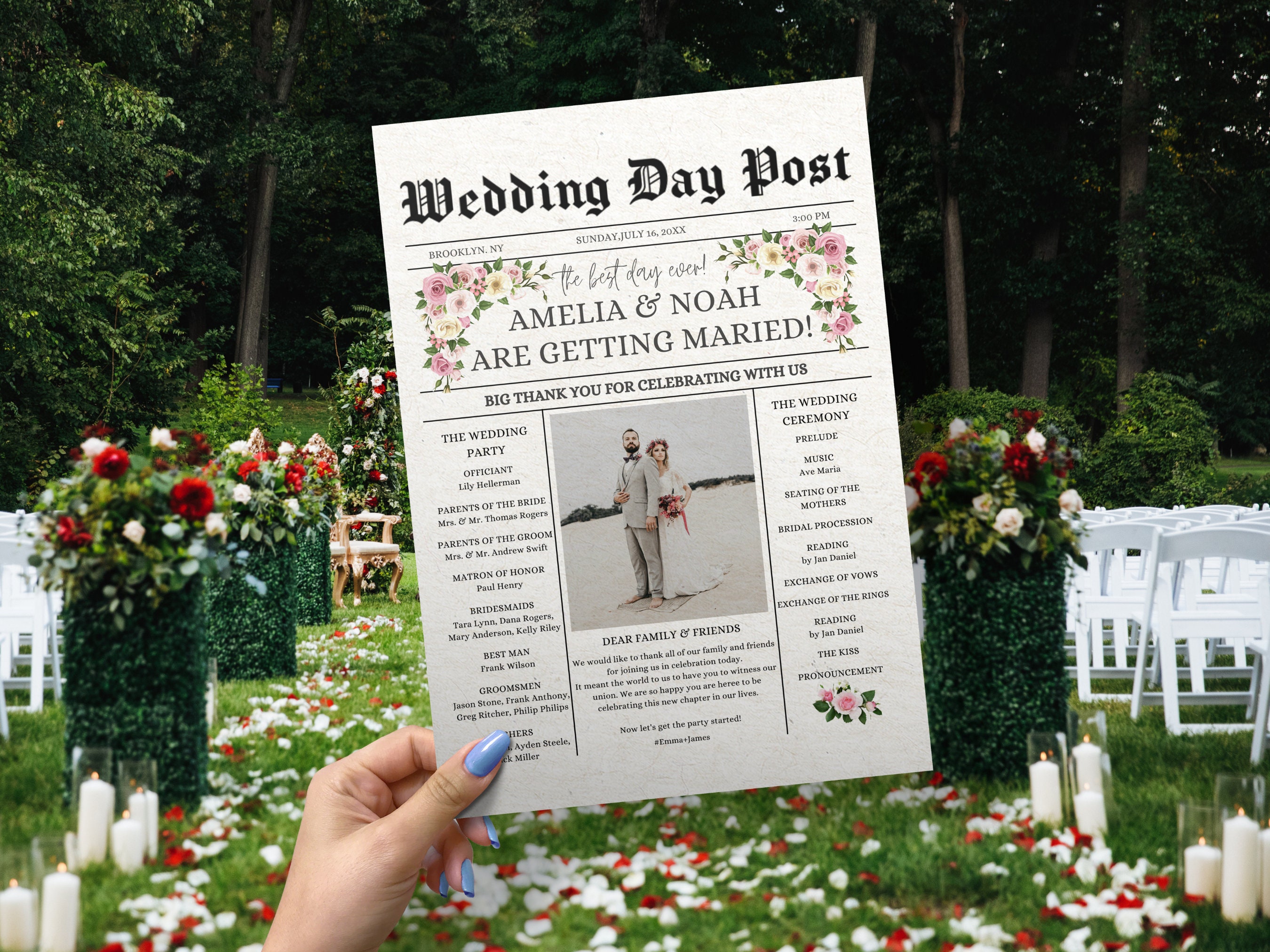 Printable Wedding Newspaper Template Rustic Wedding Fan - Etsy