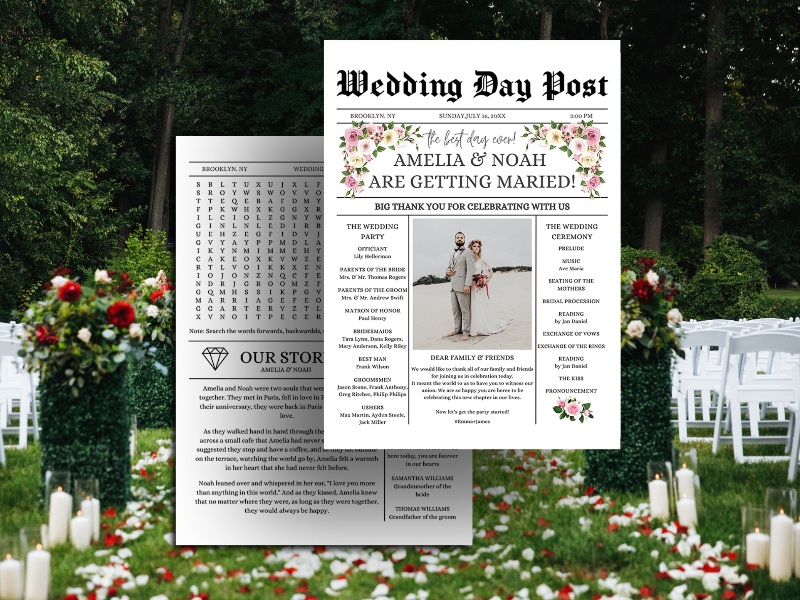 Printable Wedding Newspaper Template Rustic Wedding Fan - Etsy