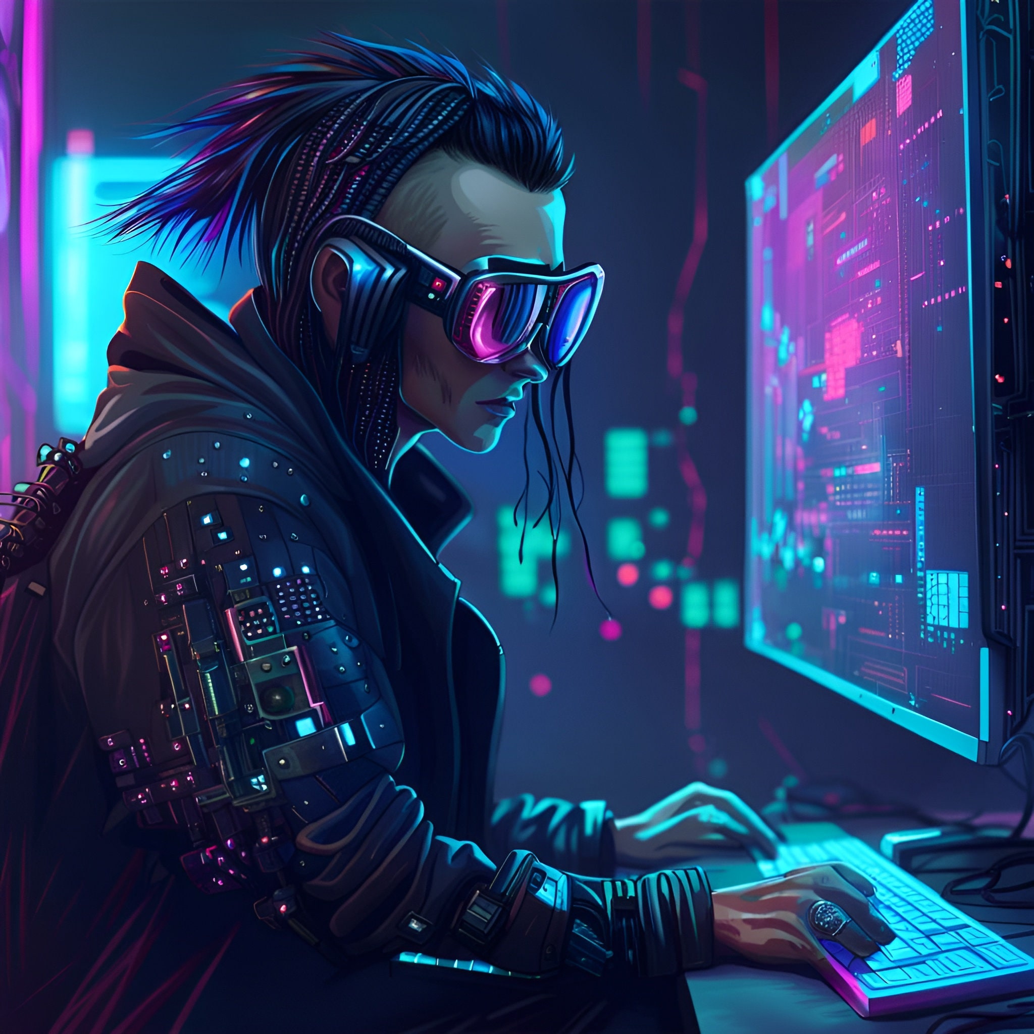 Cyberpunk Hacker - Vibrant Hi Def Digital File - Etsy