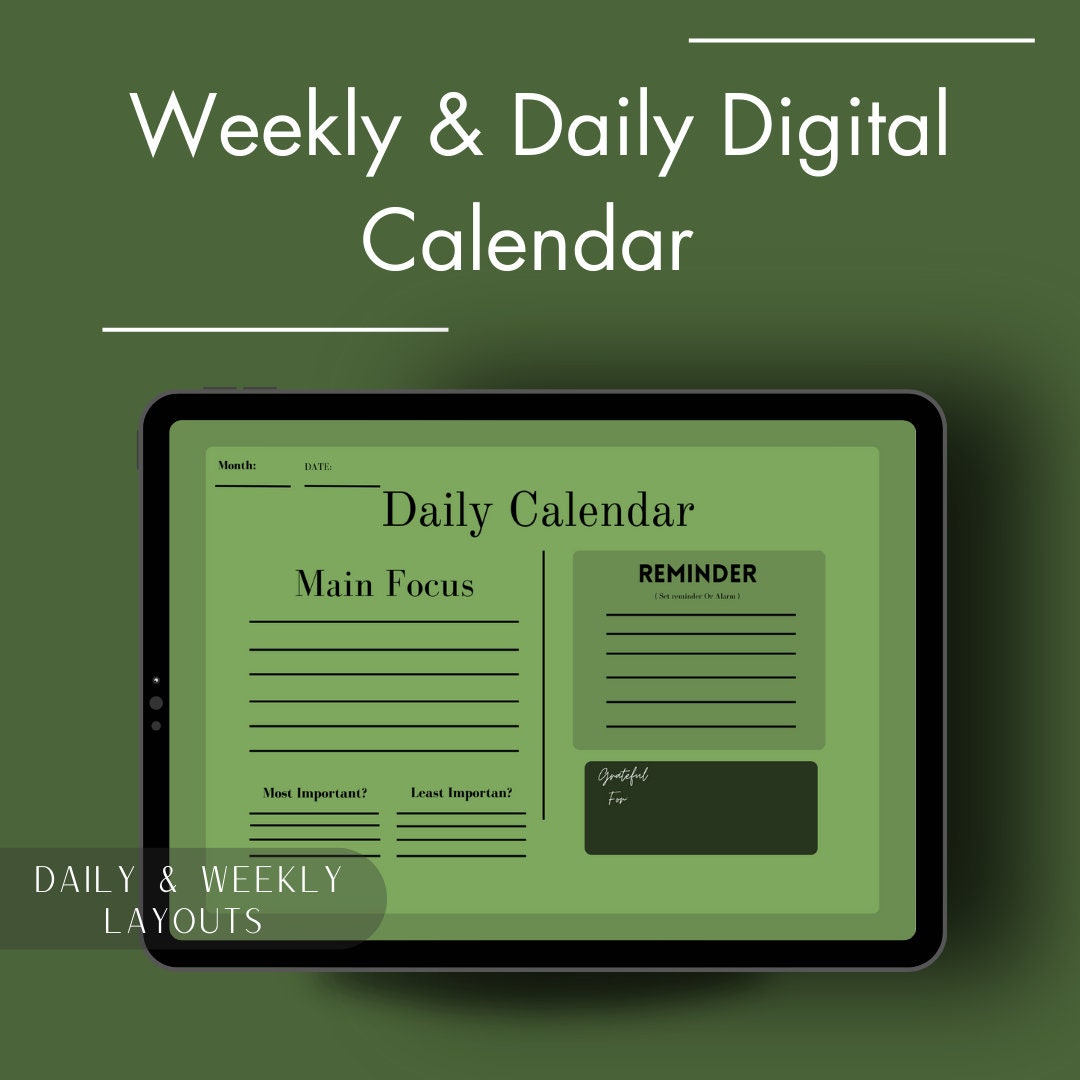 Main Focus, Simple and Stress Free Weekly/daily Digital Calendar ...