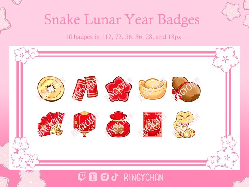 Snake Lunar Year Sub Badges | Twitch | Bit Badges | Subscriber Badges ...