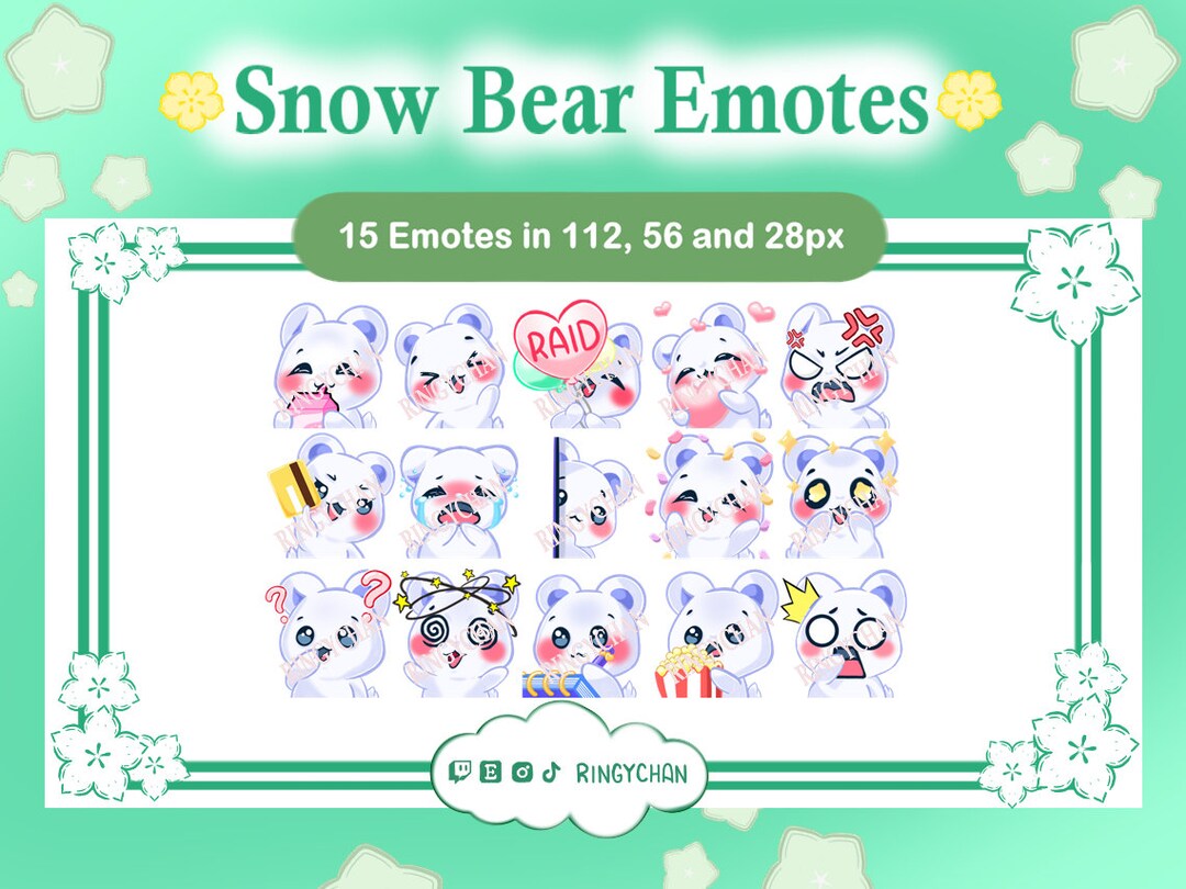 Snow Bears Emotes for Twitch/discord Custom Twitch Emotes Bear Emotes ...