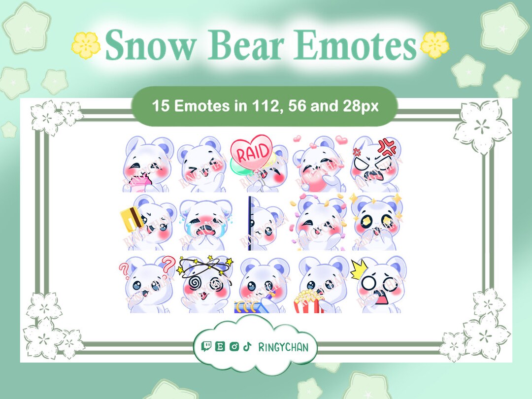 Snow Bears Emotes For Twitch Discord Custom Twitch Emotes Etsy