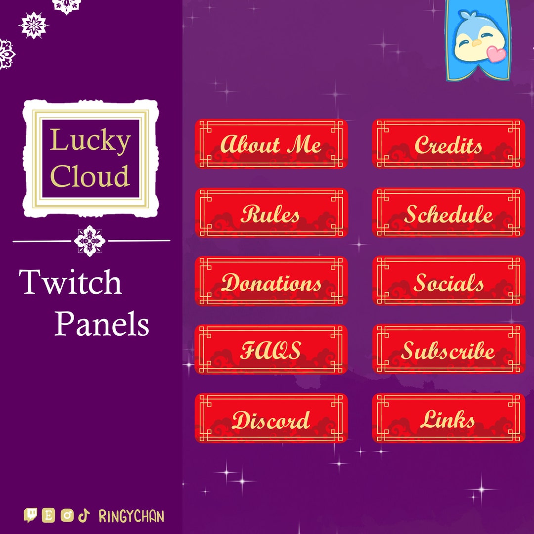 Lucky Cloud Panels Twitch Panel Cute | Custom Twitch Panel | Stream ...