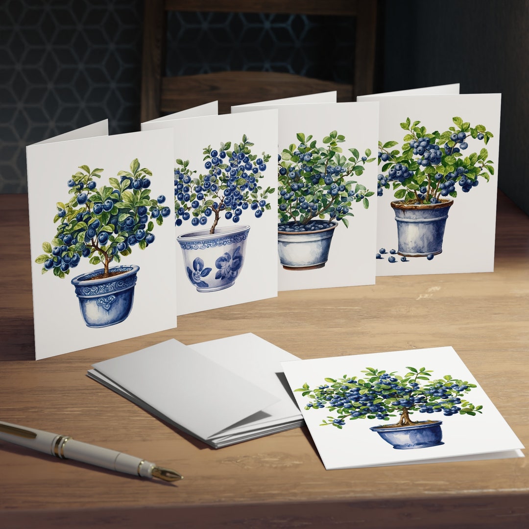 Blueberry Tree Note Cards 5 Pack | Blank Inside Blueberry Cards ...