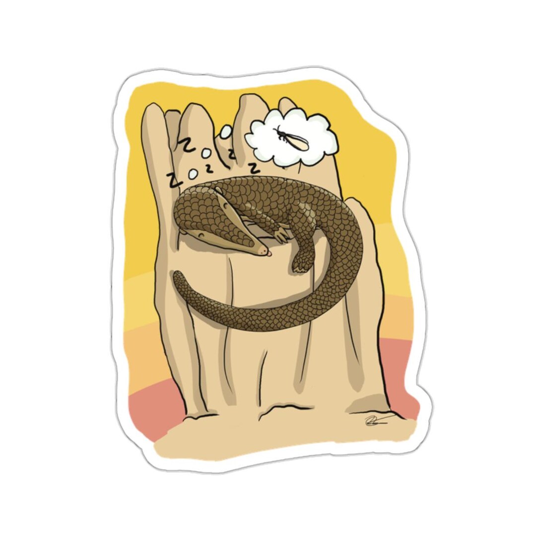 Pangolin Sleeping on a Termite Mound Dreaming of Termites Kiss-cut ...