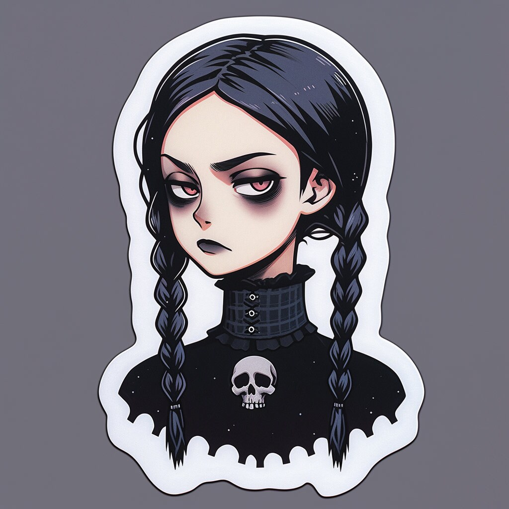 Goth Wednesday Addams Sticker - Etsy