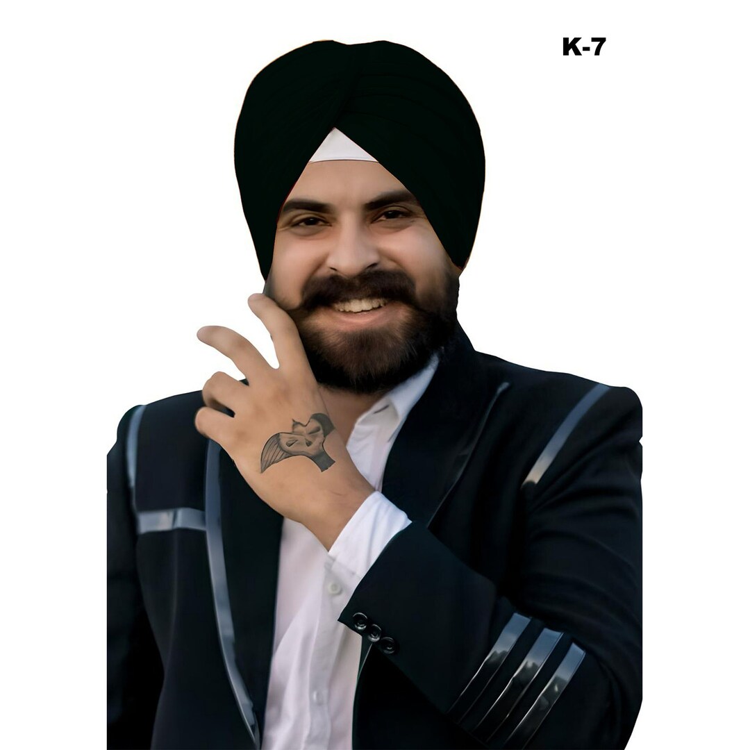 GR OVERSEAS Singh is King Black K-7traditional Full Voile, Punjabi Hat ...