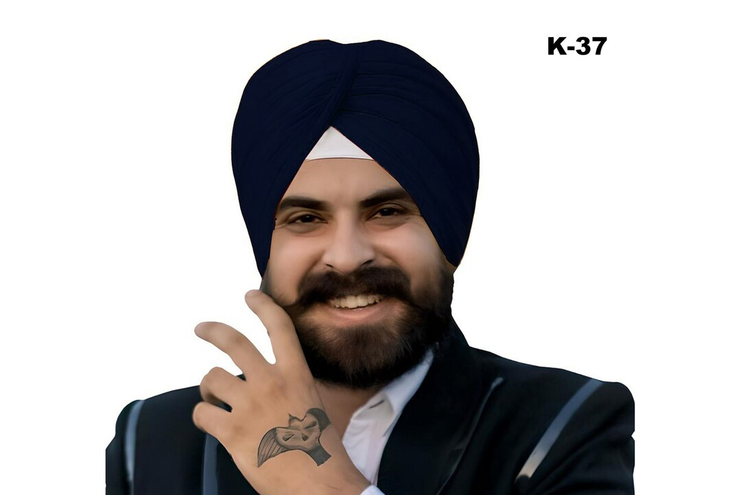 GR OVERSEAS Singh is King Blue Traditional Full Voile, Punjabi Hat ...