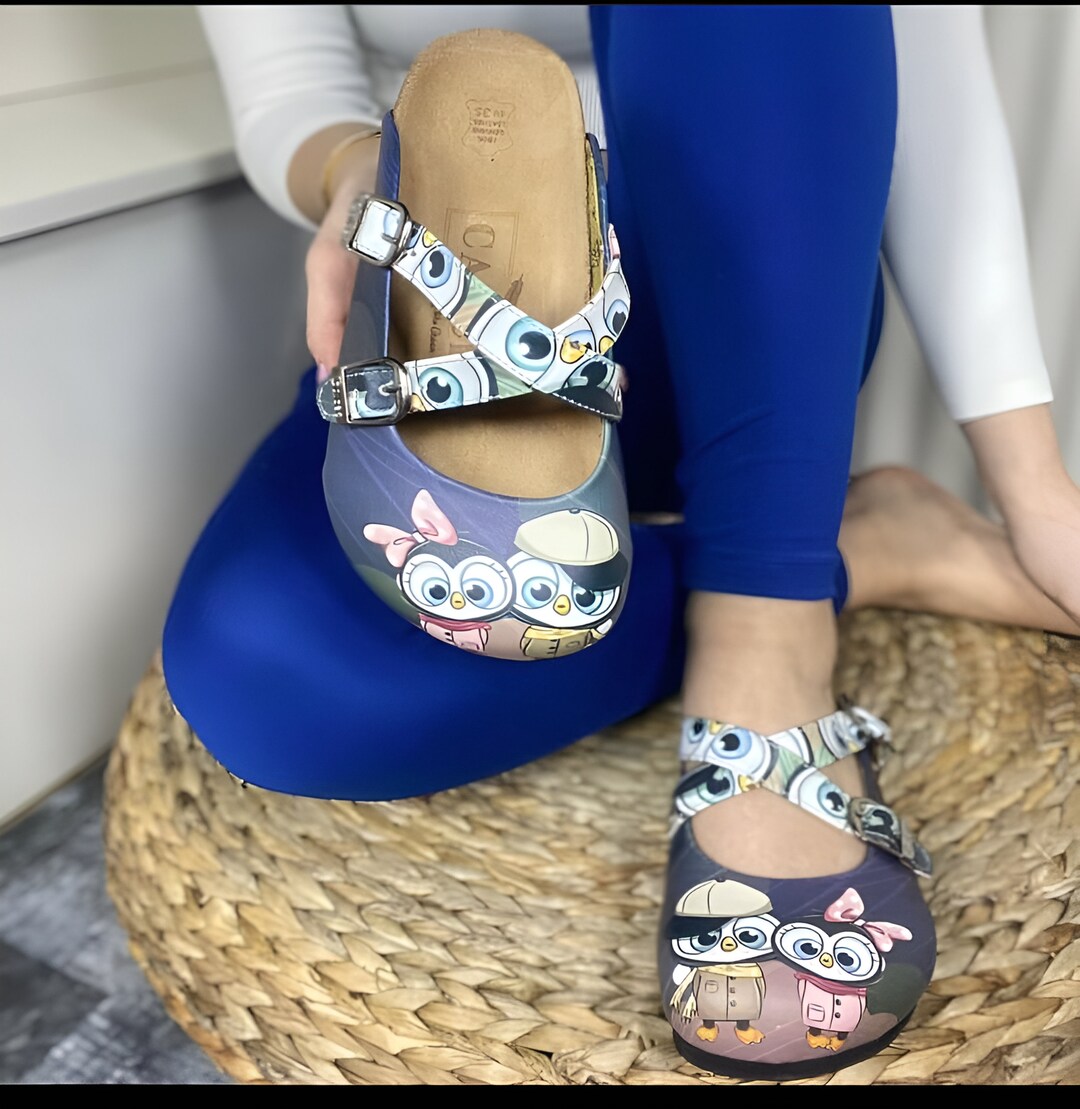 Clogs for Womenblack Cute Penguins Patterned Clogs leather - Etsy