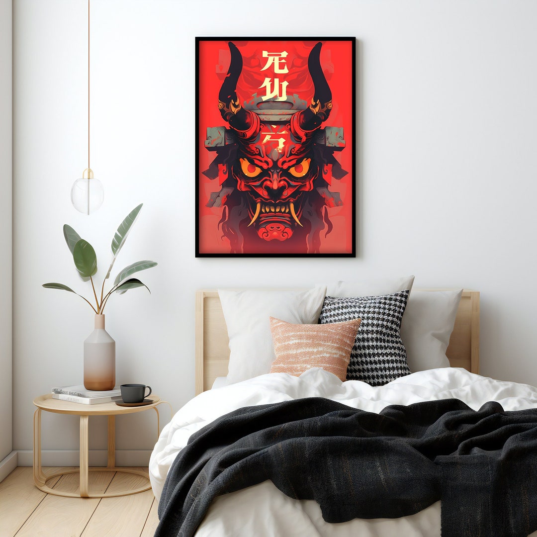 Japanese Oni Mask Hannya Poster Asian Art - Etsy