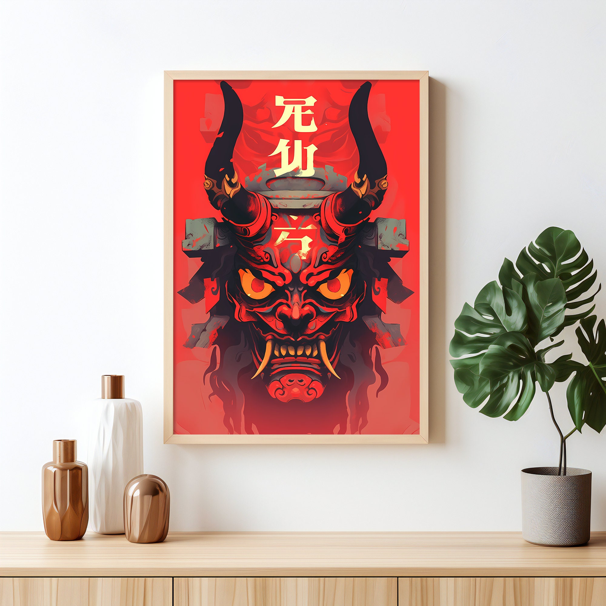 Japanese Oni Mask Hannya Poster Asian Art - Etsy