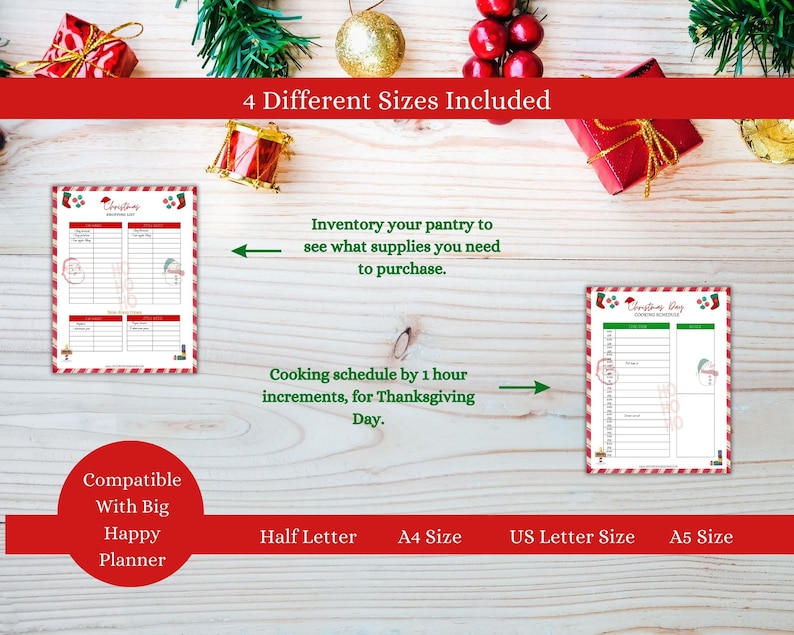 Christmas Dinner Printable Menu Meal Planner Bundle - Digital Fill in ...