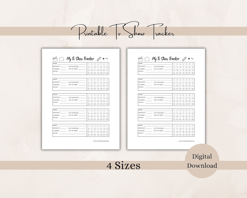 Printable Tv Show Tracker, Tv Series Tracker, Tv Episode Tracker, Print ...