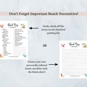 Beach Day Vacation Packing List Checklist Planner - Printable & Digital ...