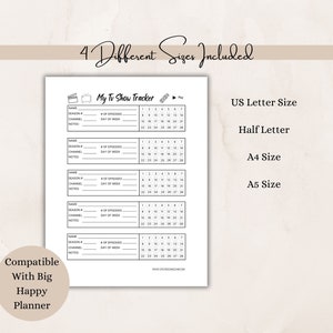 Printable Tv Show Tracker, Tv Series Tracker, Tv Episode Tracker, Print ...