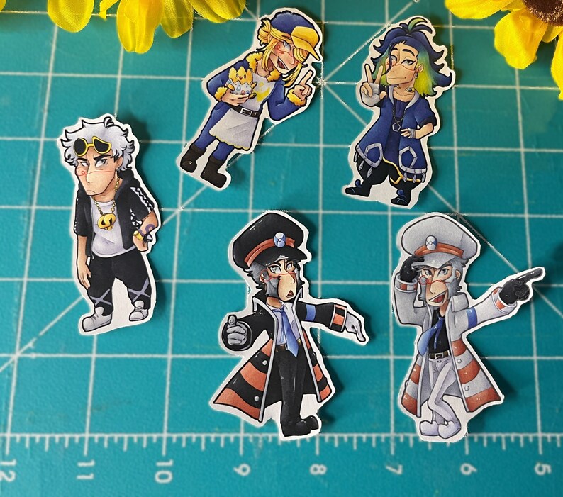 Pokemon 3'' Stickers: Piers, Leon, Adaman, Volo, Rika, Geeta, Guzma ...