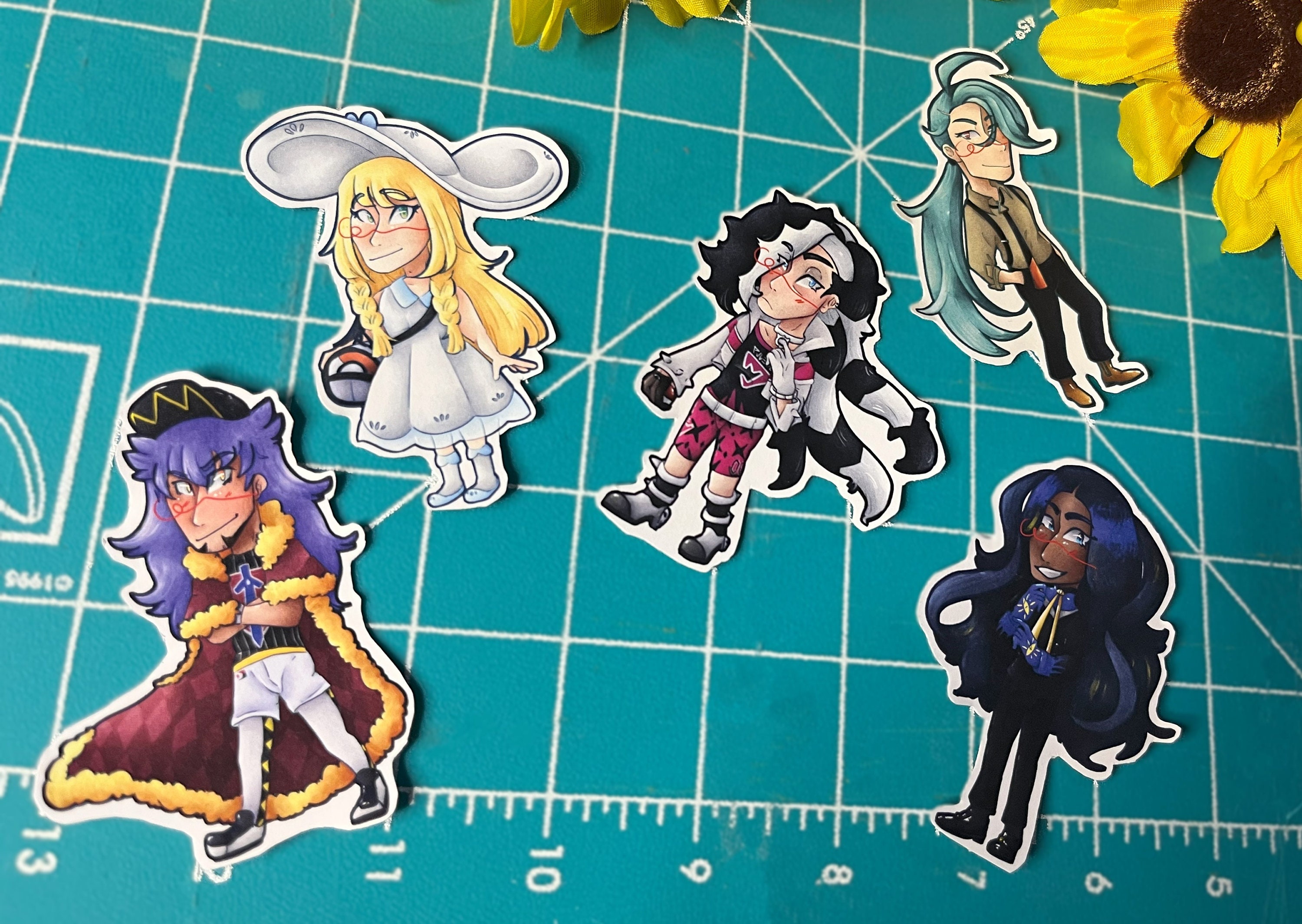 Pokemon 3'' Stickers: Piers, Leon, Adaman, Volo, Rika, Geeta, Guzma ...
