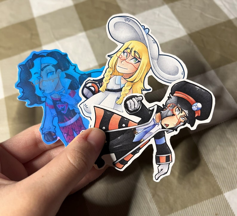 Pokemon 3'' Stickers: Piers, Leon, Adaman, Volo, Rika, Geeta, Guzma ...