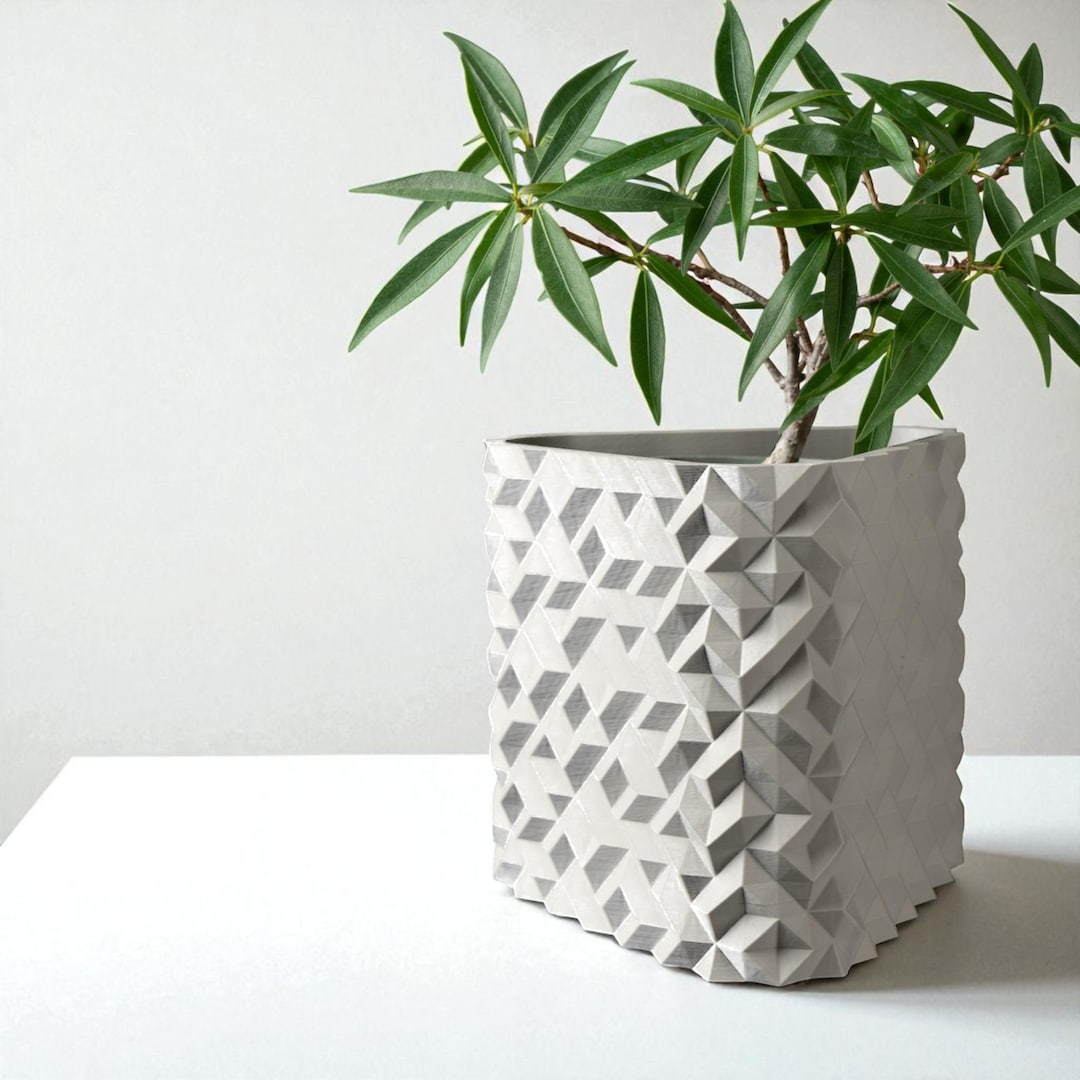 Geometric 3D Printed Planter – Modern Faceted Plant Pot for Indoor ...