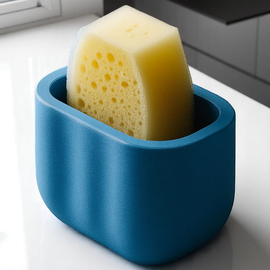 3D Printed Sponge Holder – Textured Kitchen Sink Organizer, Modern Wavy ...