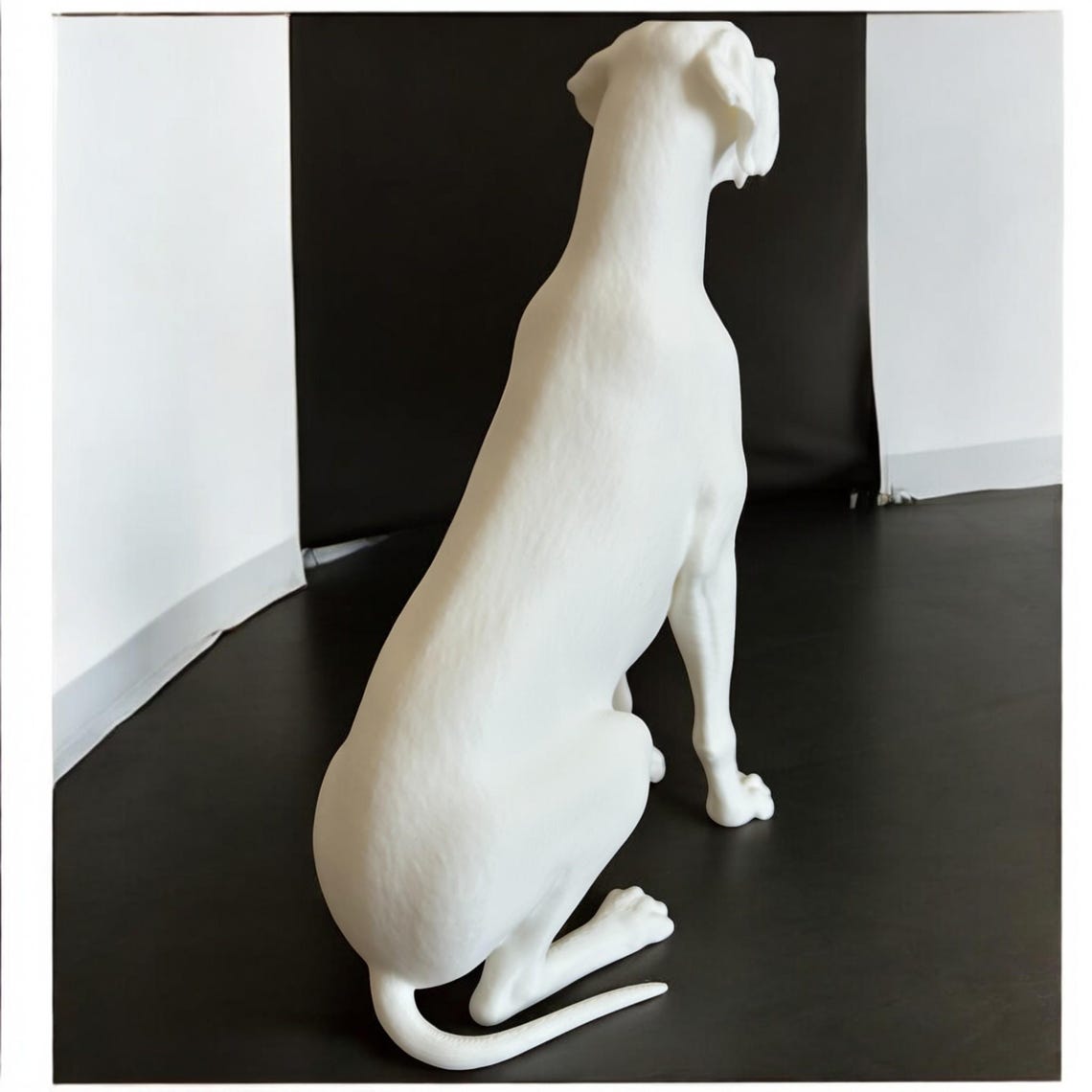 Great Dane Dog Statue, 3D Printed Sitting Dog Sculpture, Modern Large ...