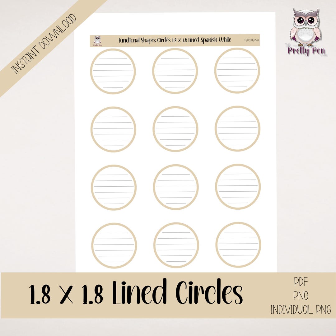 Spanish White 1.8 Lined Circles PRINTABLE Stickers Functional Planner ...
