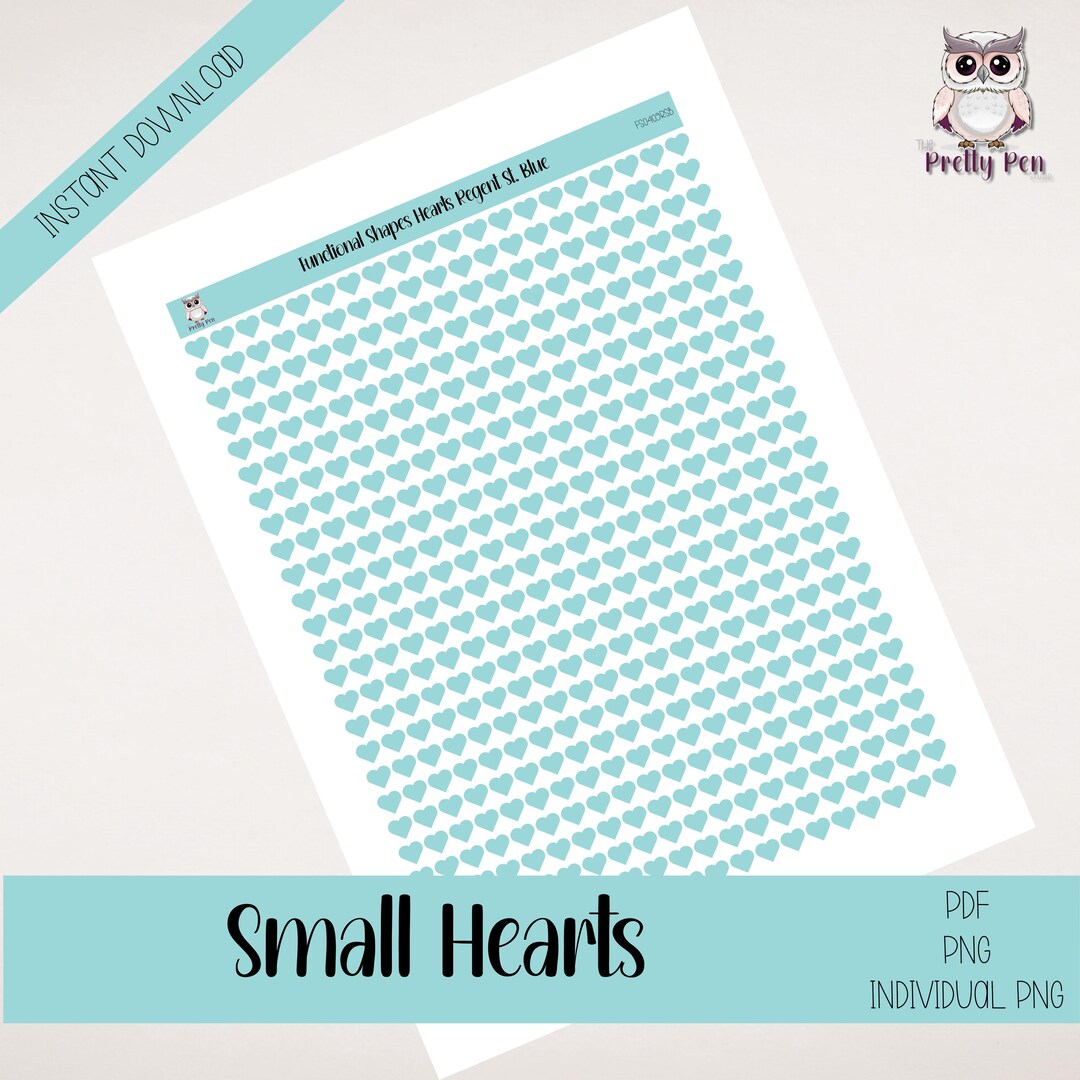 Regent St. Blue Small Hearts PRINTABLE Stickers Functional Planner ...