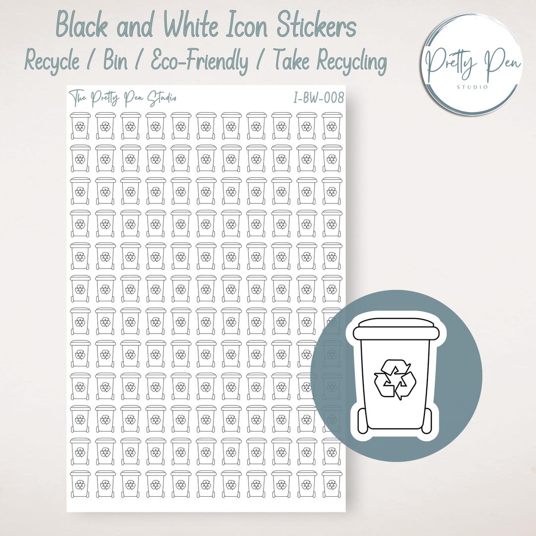 Recycle / Bin / Eco-friendly / Take Recycling - Black and White Icon ...
