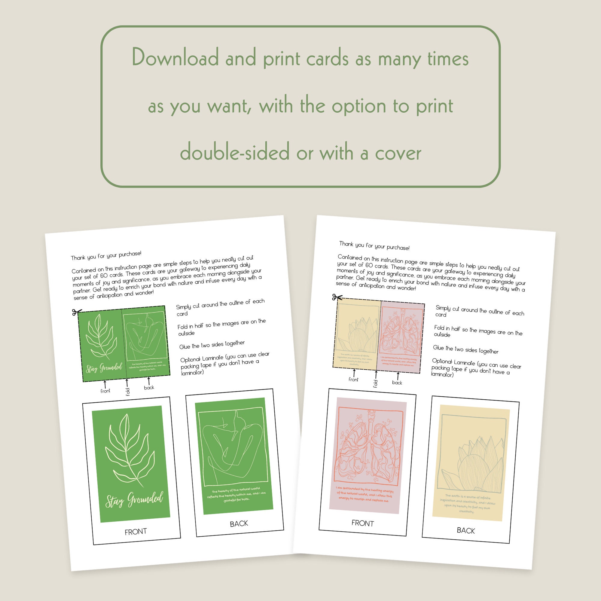 Nature-inspired Affirmation Cards, Printable Mindfulness Deck, Positive ...