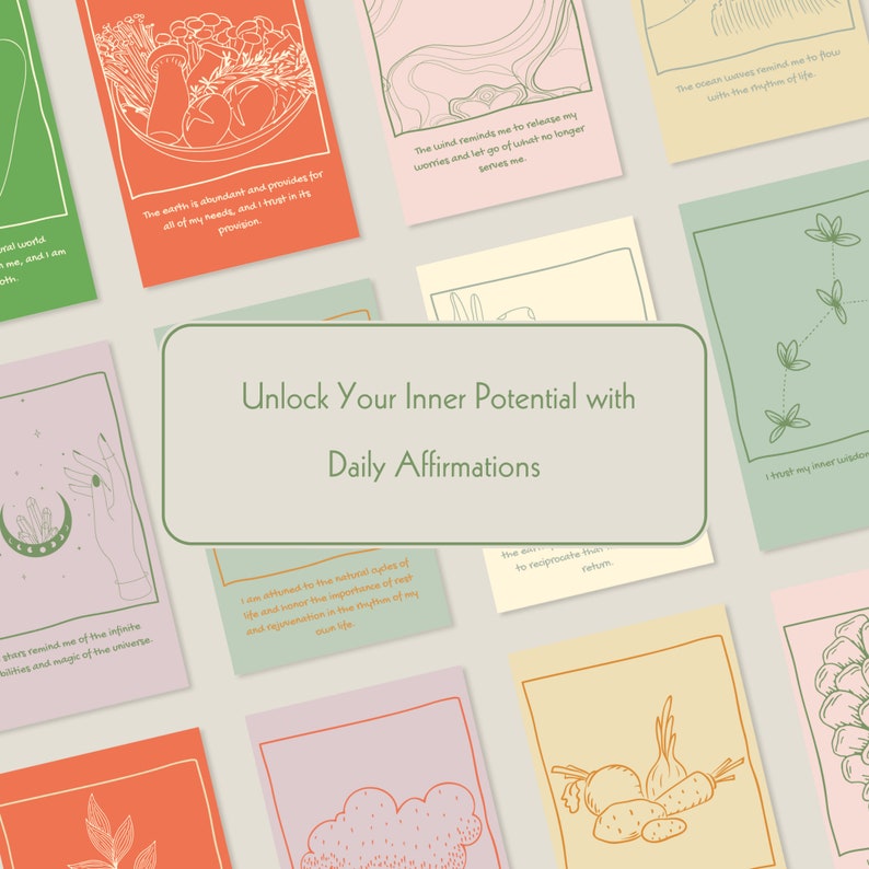 Nature-inspired Affirmation Cards, Printable Mindfulness Deck, Positive ...