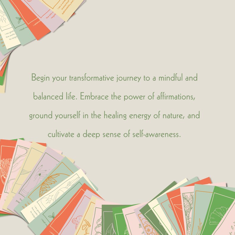 Nature-inspired Affirmation Cards, Printable Mindfulness Deck, Positive ...