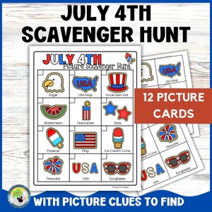 4th of July Scavenger Hunt for Preschoolers With Picture Clues, Toddler ...
