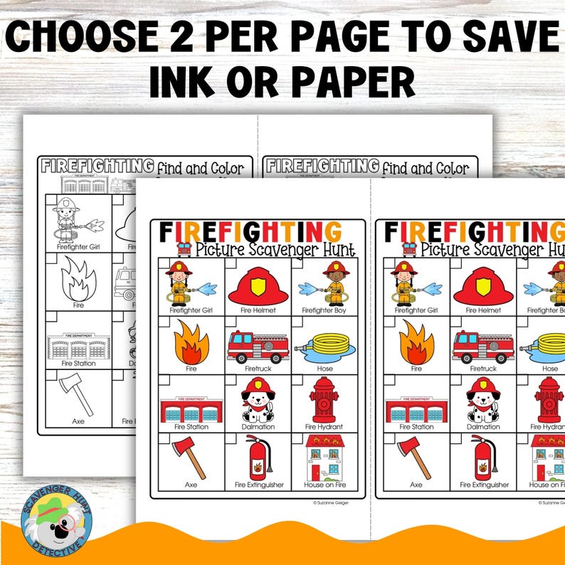 Fire Safety Week Scavenger Hunt for Preschoolers With Picture Clues ...