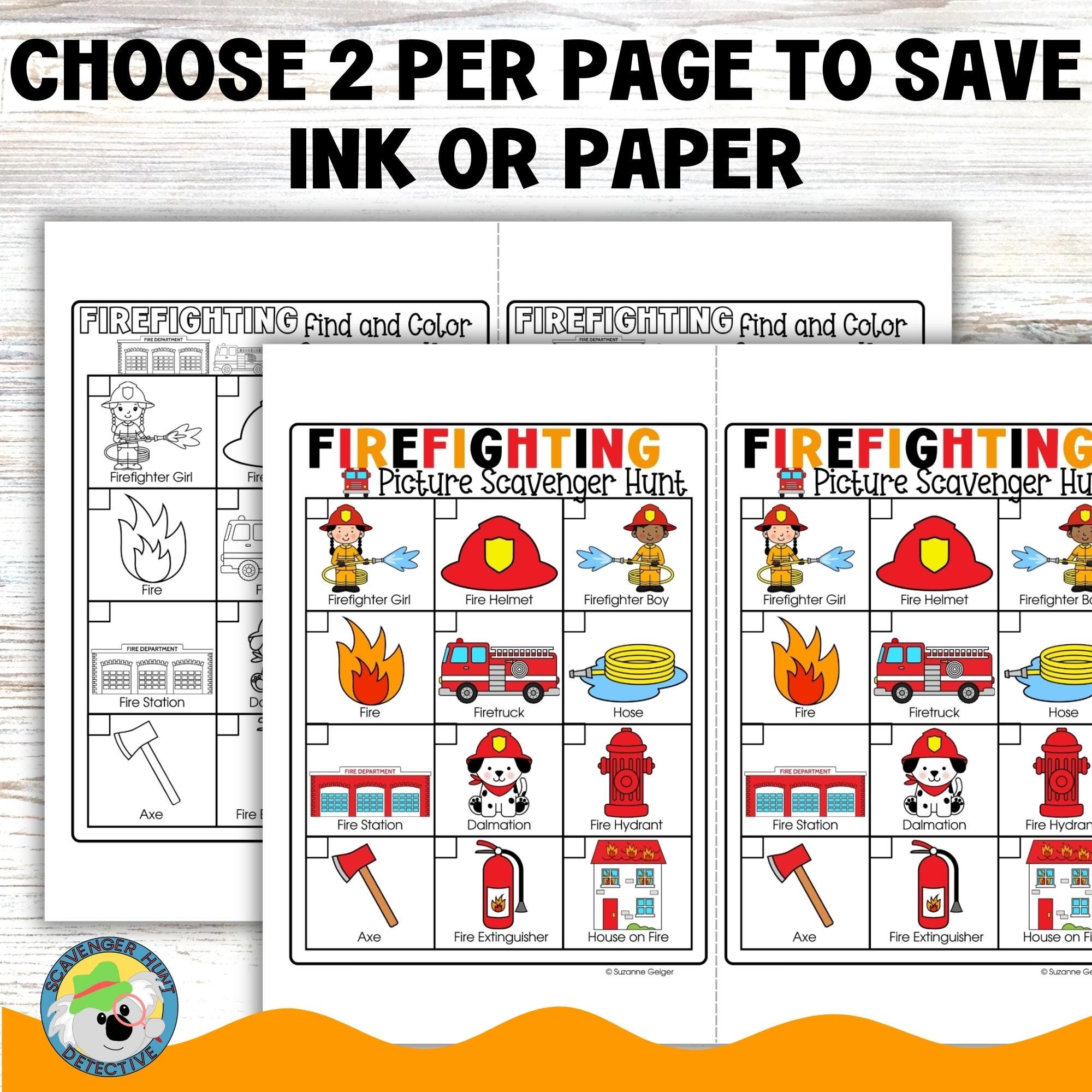 Fire Safety Week Scavenger Hunt for Preschoolers With Picture Clues ...