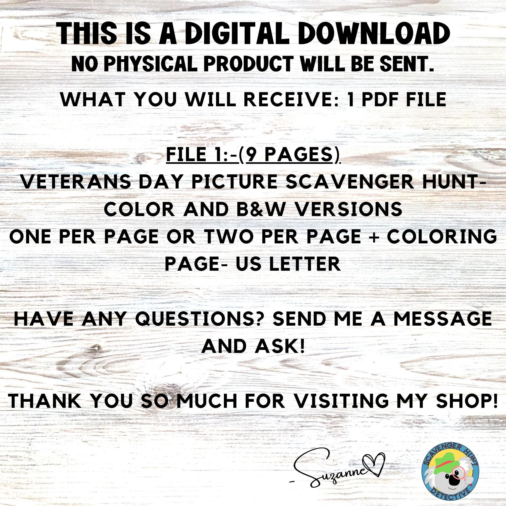 Veterans Day Scavenger Hunt for Preschool With Picture Clues, Toddler ...
