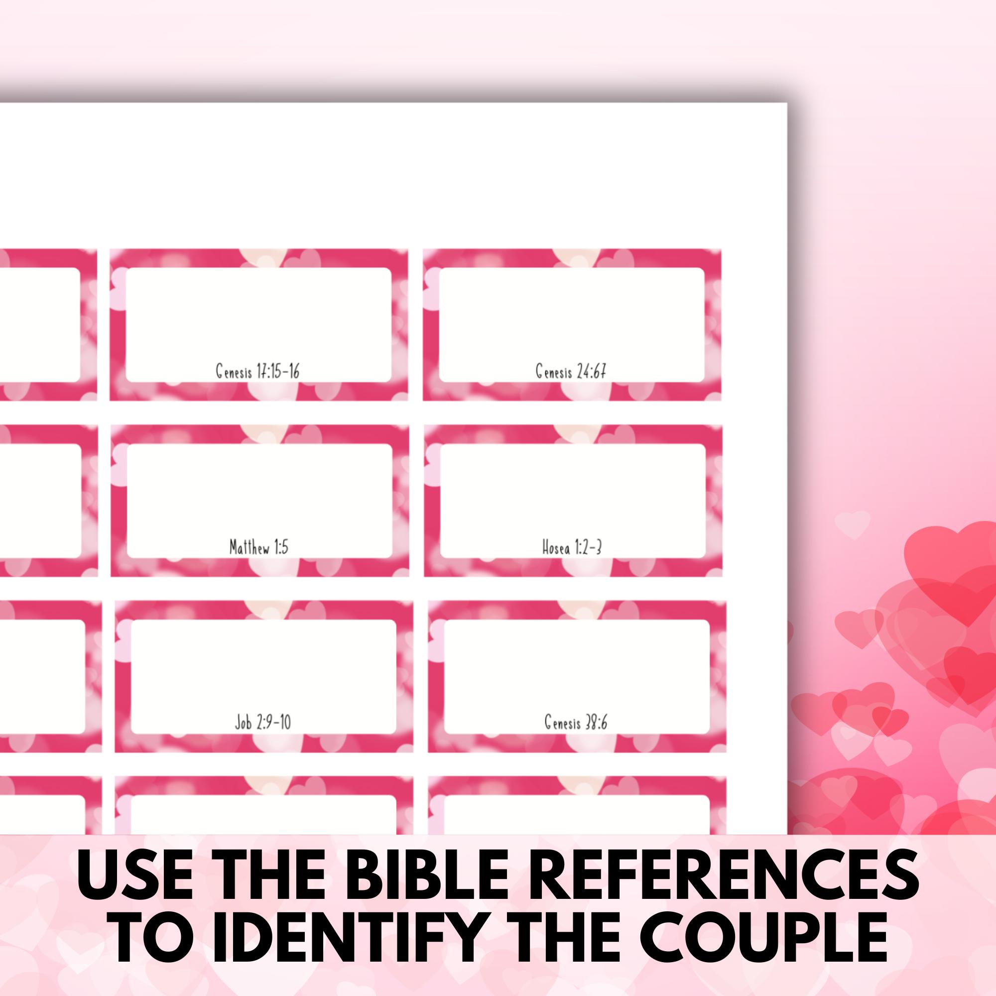 Couples of the Bible Game, Valentine's Party Game Church Youth Group ...