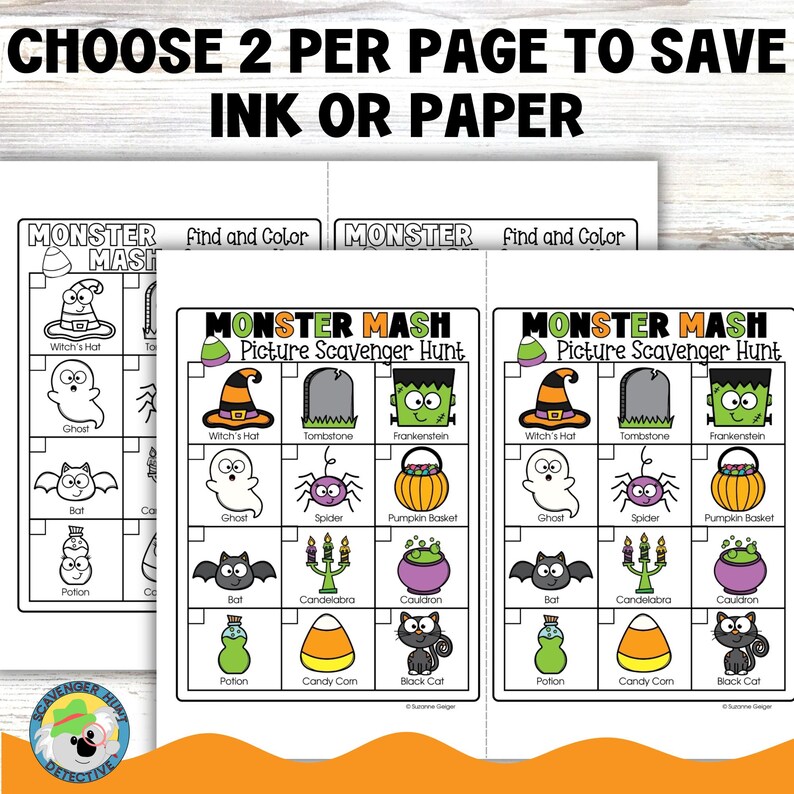 Halloween Cute Monsters Scavenger Hunt Preschool With Picture Clues ...