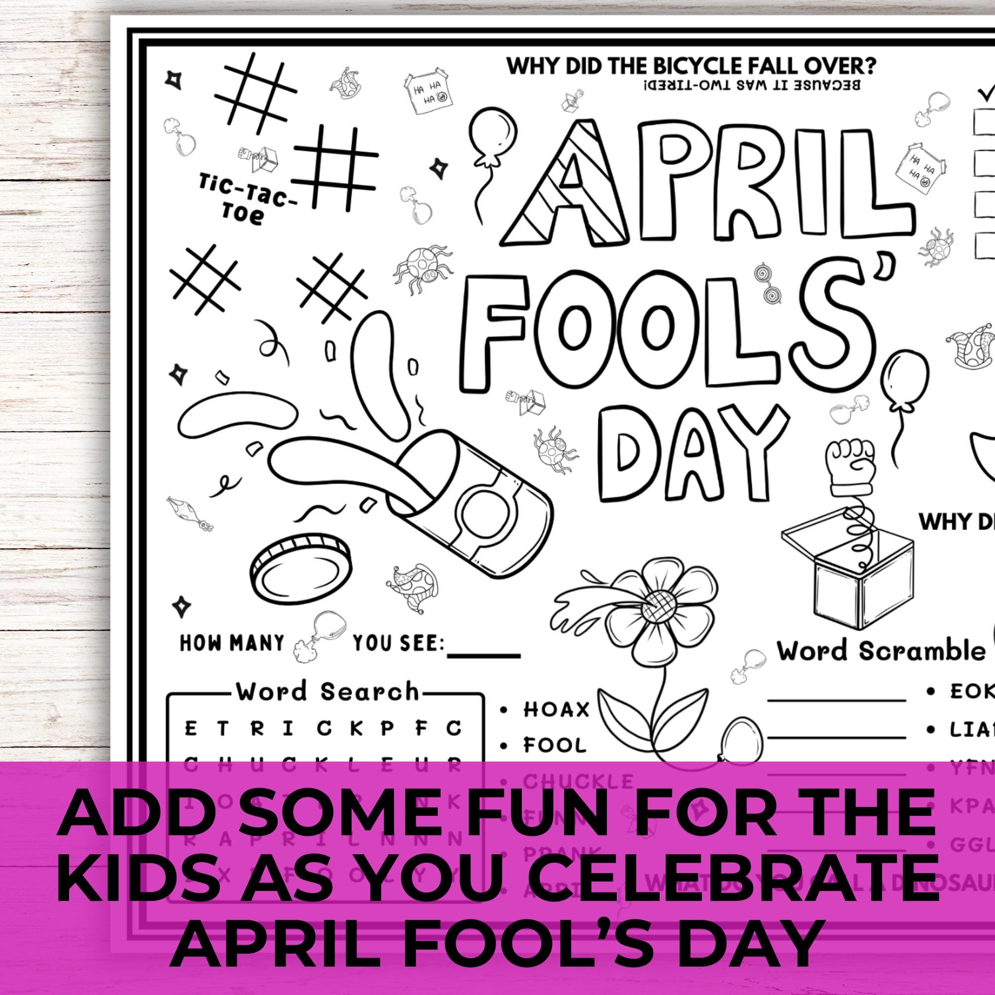 April Fools Day Activity Coloring Placemat Printable April First ...