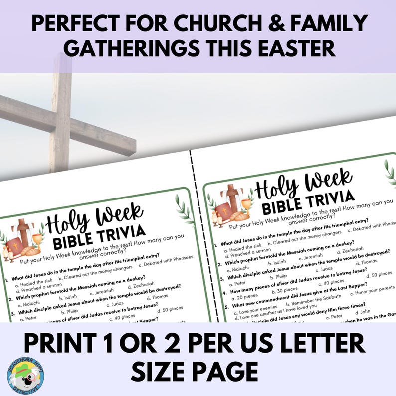 Holy Week Easter Bible Trivia Game, Easter Story Bible Game Church ...